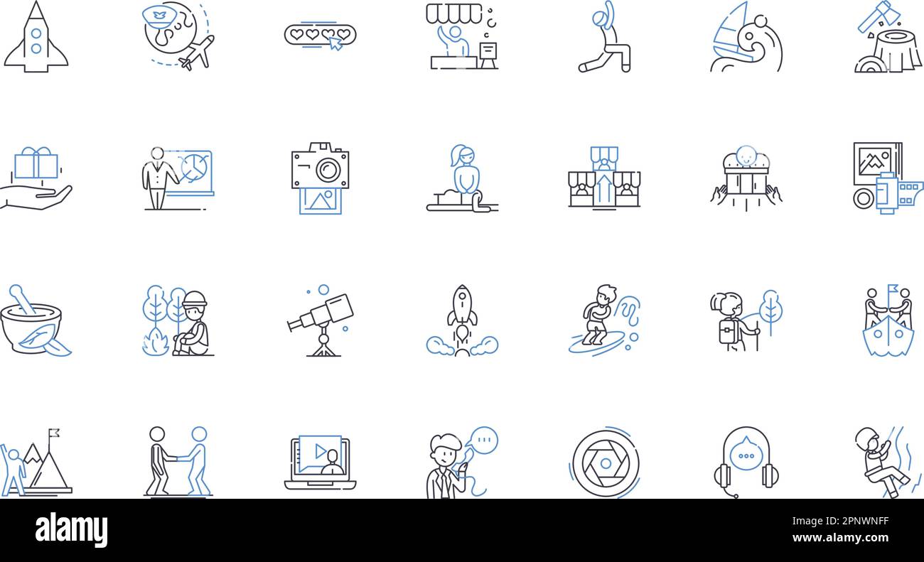 Spiritual pilgrimage line icons collection. Enlightenment, Redemption ...