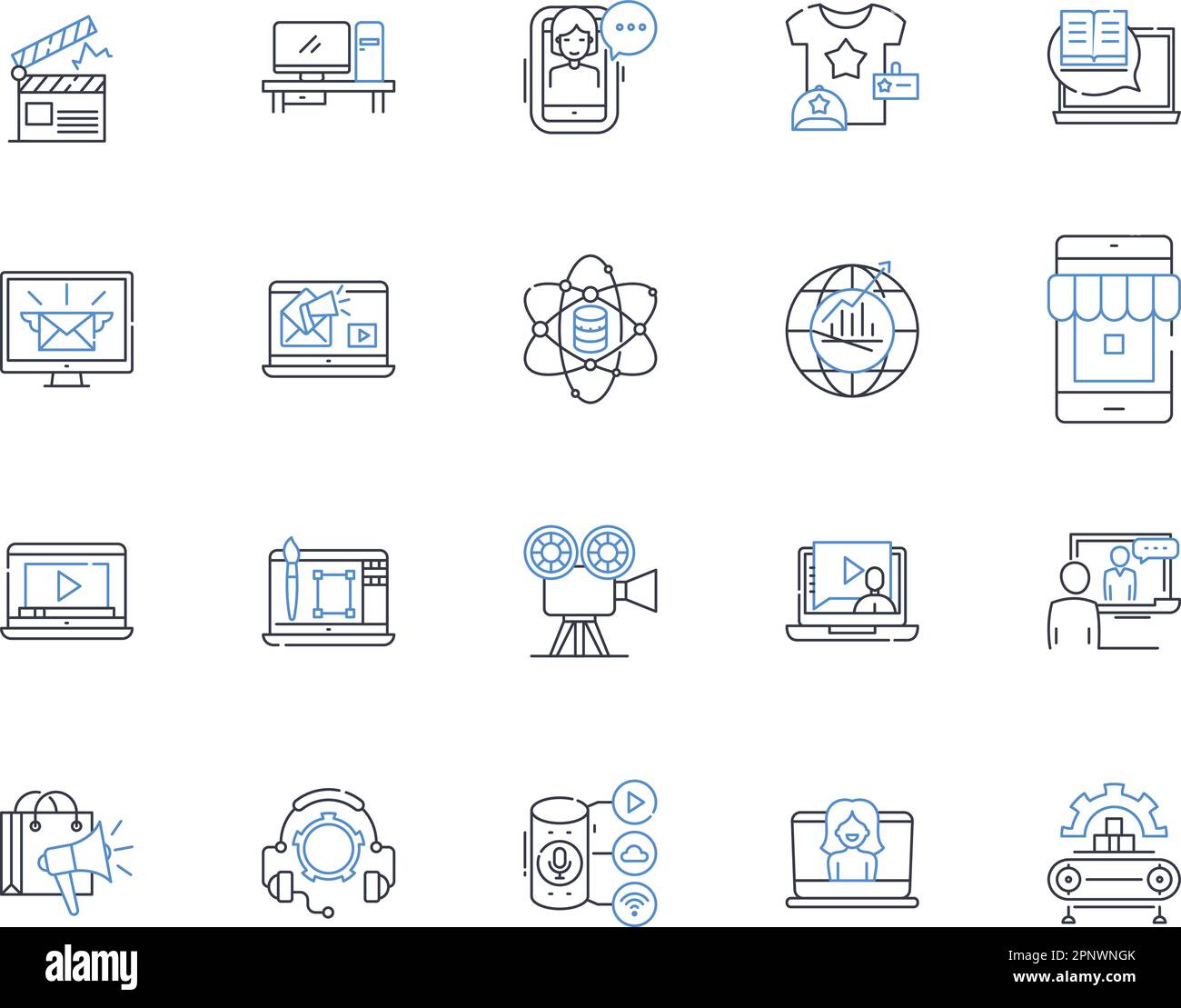 Information Provider Line Icons Collection Data Knowledge Resource Insight Intelligence