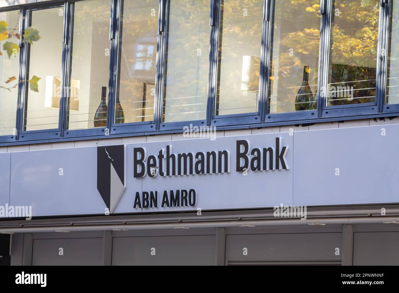 Picture of a sign with the logo of Bethmann bank on their local office ...