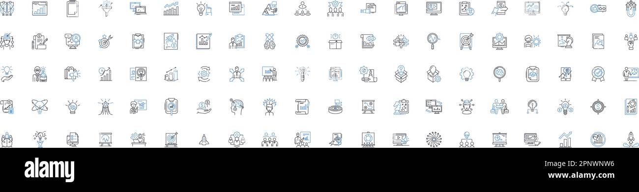Plan Line Icons Collection Strategy Blueprint Map Proposal Outline Design Scheme Vector