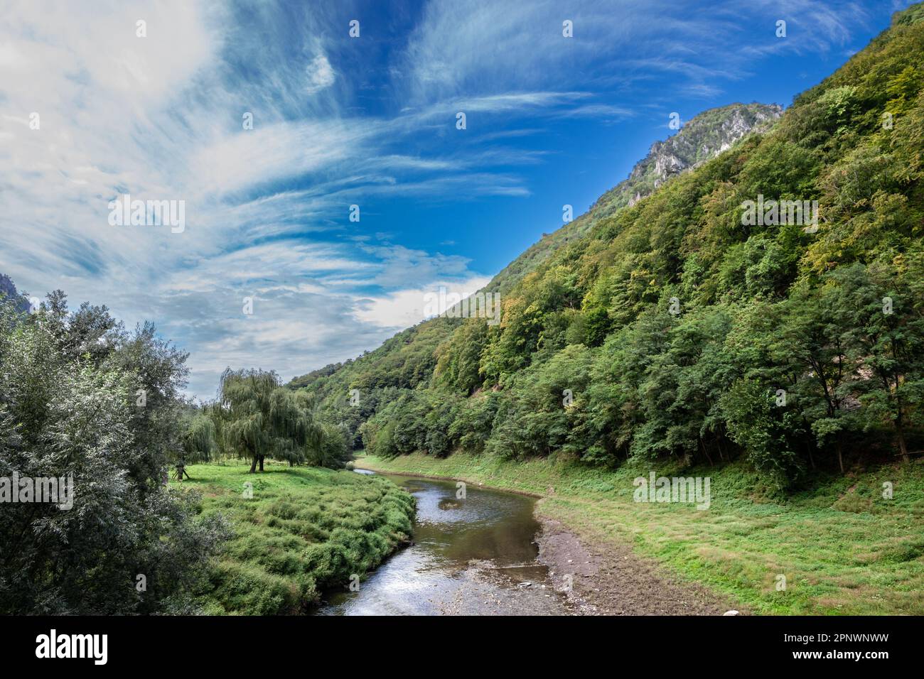 Picture of the valley of cerna river, or valea Cernei, in the mehedinti ...