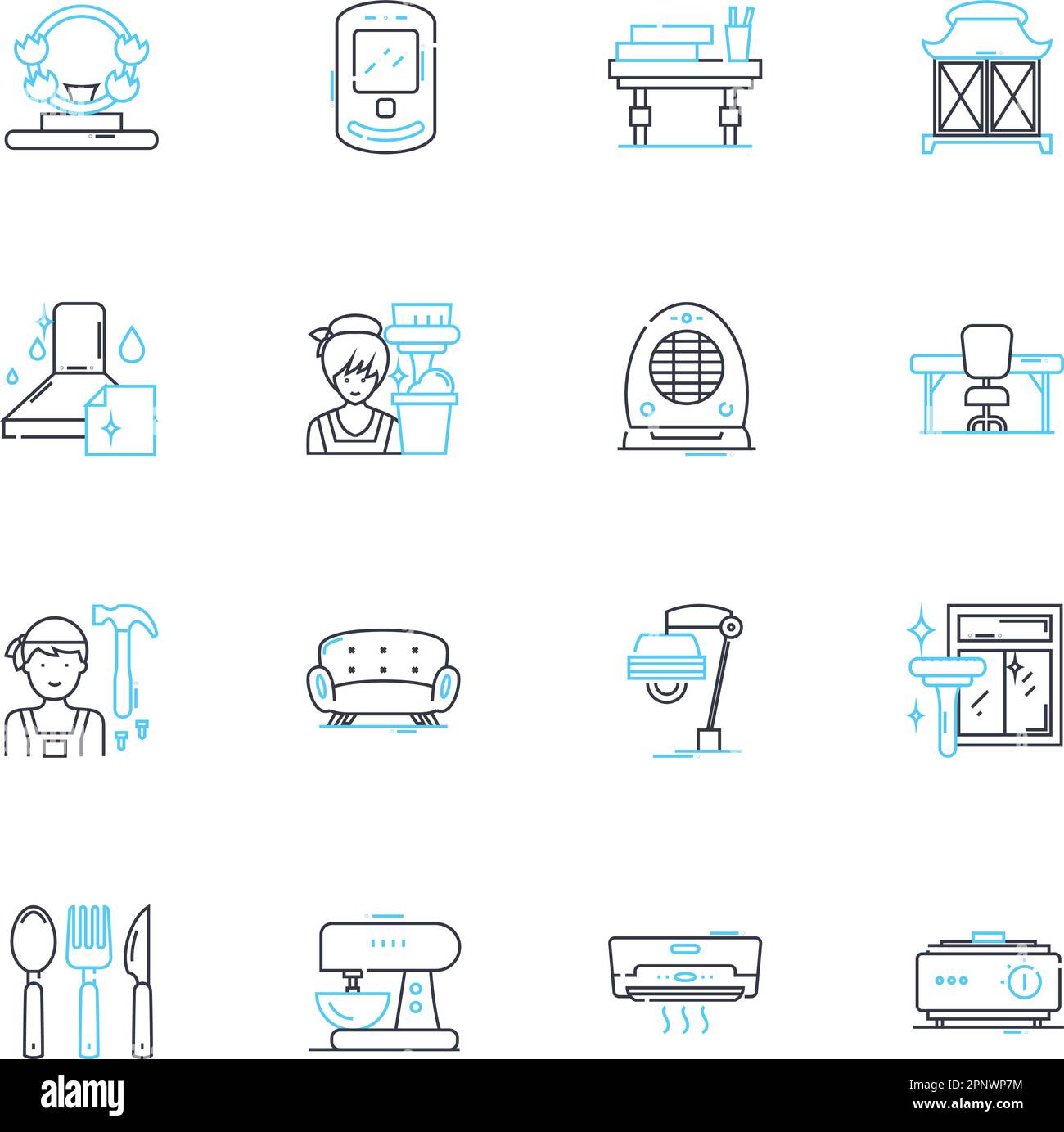 Homestead linear icons set. Farm, Ranch, Cottage, Countryside ...