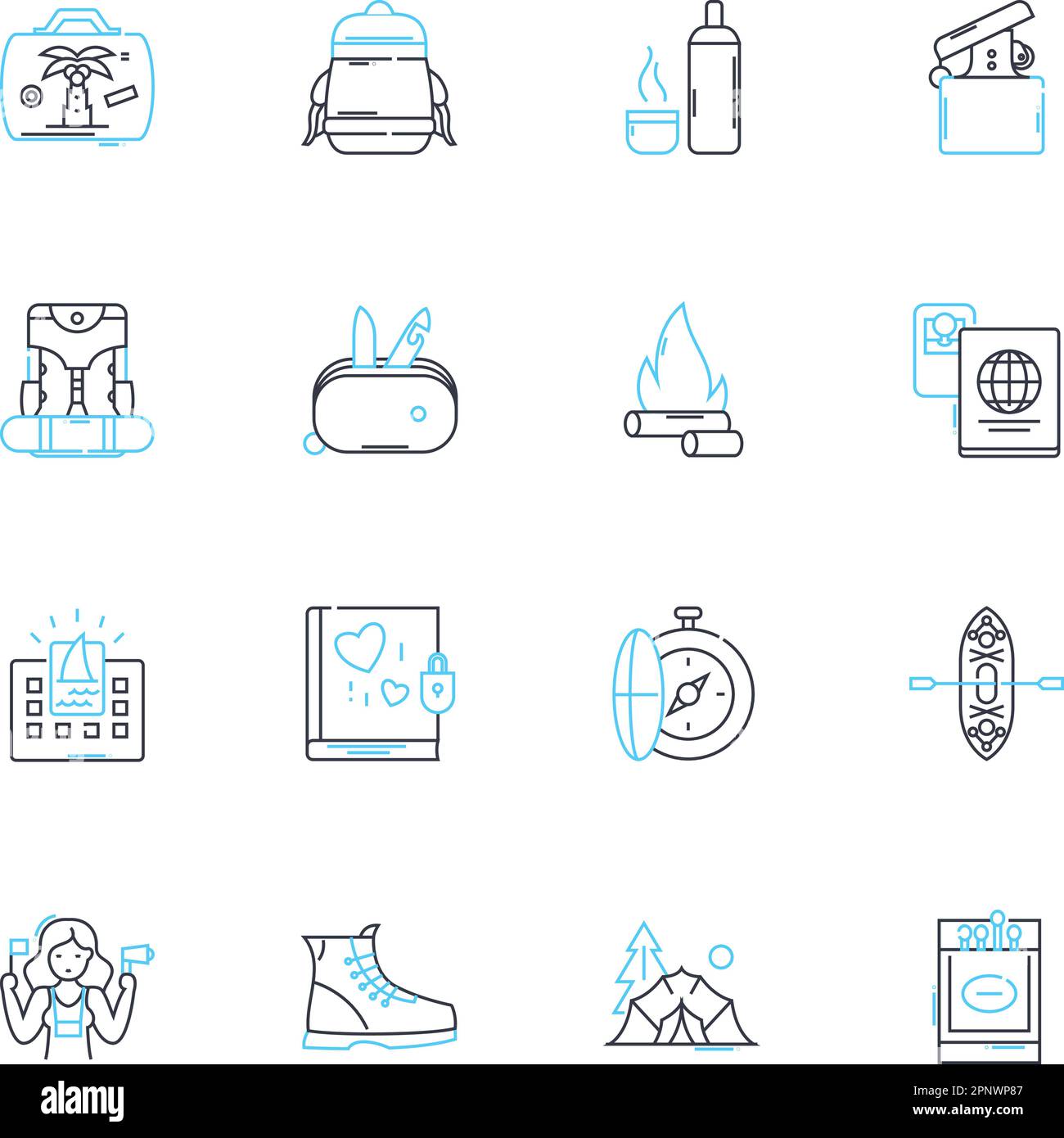 Rambling linear icons set. Strolling, Wandering, Meandering, Roaming ...