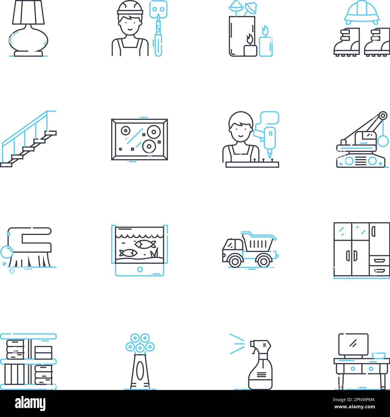 Domicile linear icons set. Residence, Home, Abode, Housing, Dwelling ...
