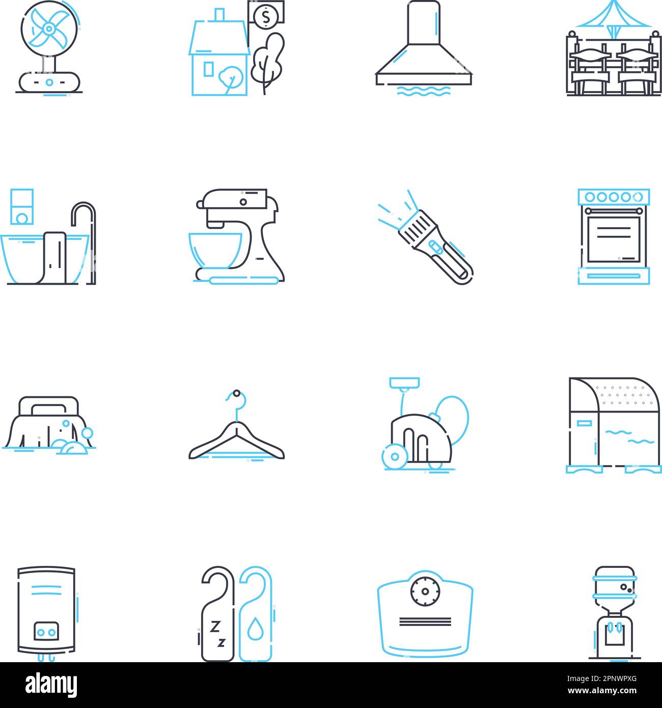 Electronics linear icons set. Circuit, Capacitor, Voltage, Resistor ...