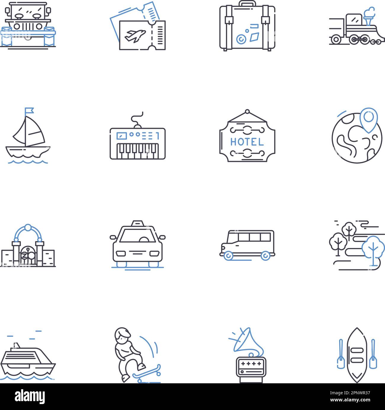 Touristing Line Icons Collection Adventure Destination Exploration Culture Sightseeing