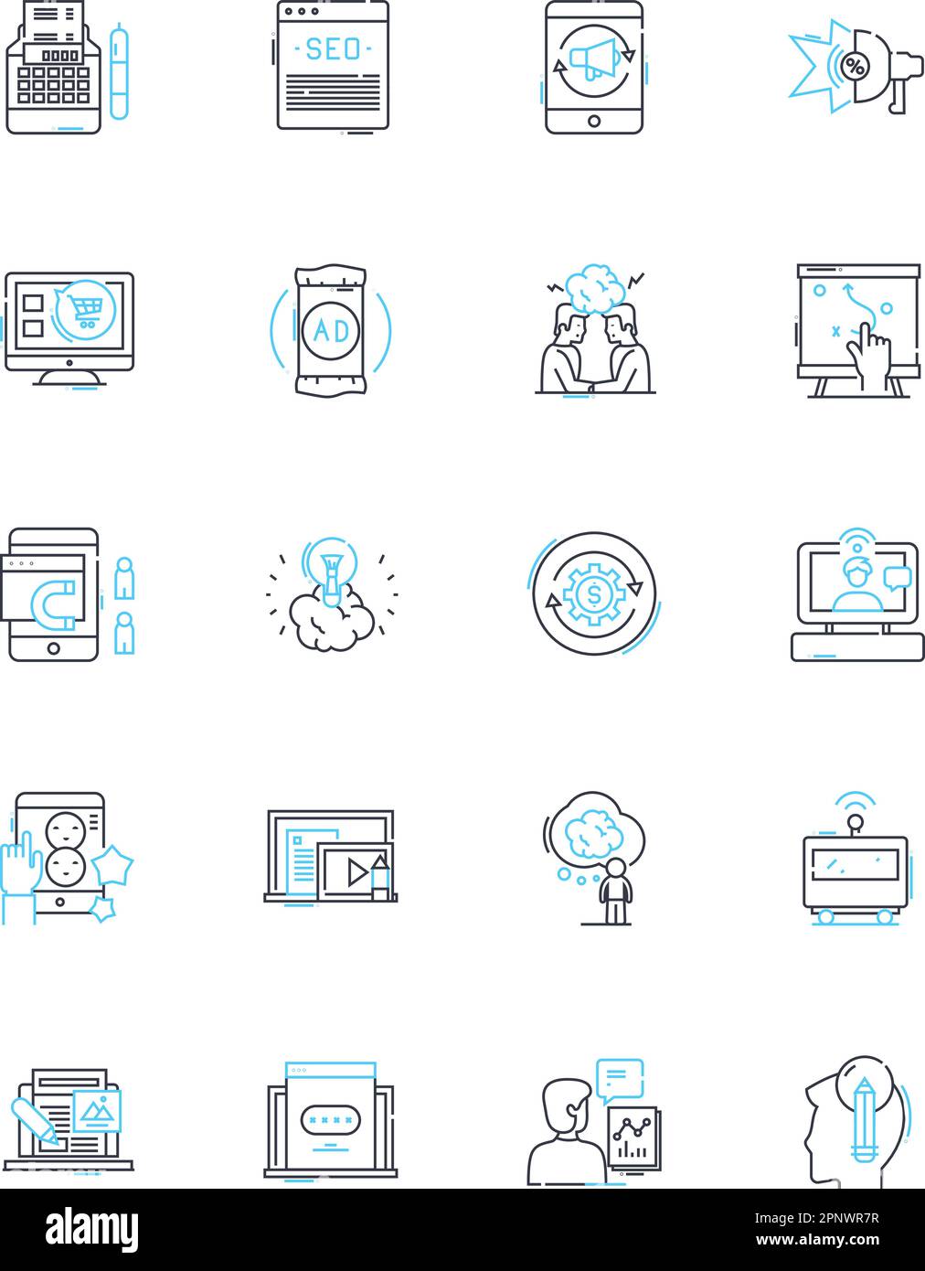 Stock market linear icons set. Equity, Portfolio, Shares, Trading ...