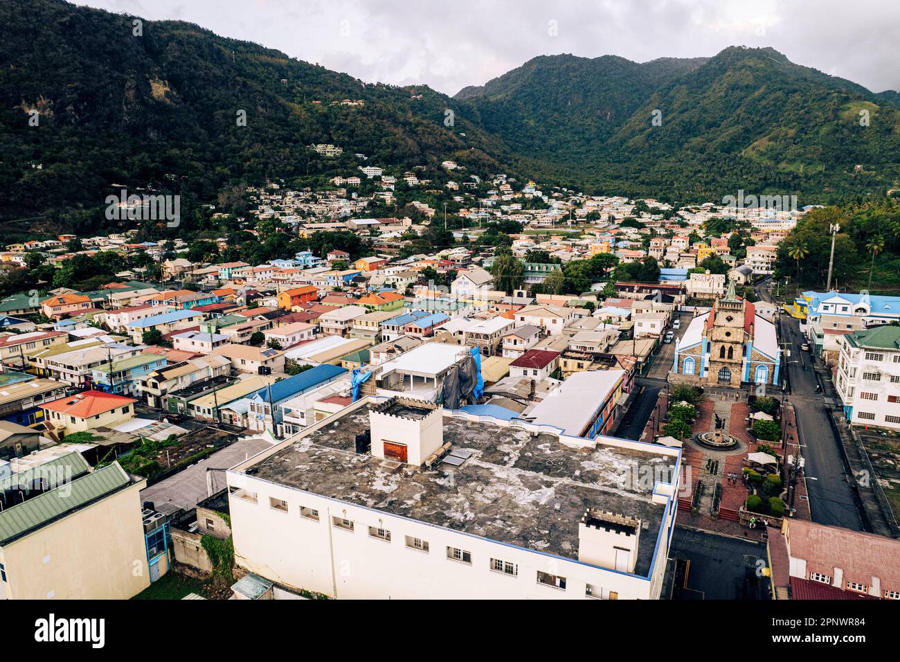 Soufriere, St. Lucia from the air Stock Photo - Alamy