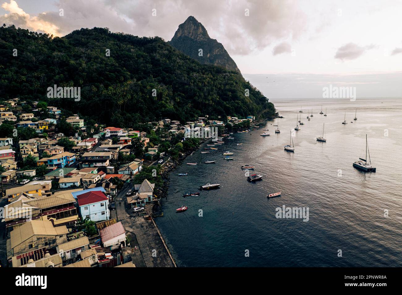 Petit Piton, Soufriere, St. Lucia from the air Stock Photo - Alamy