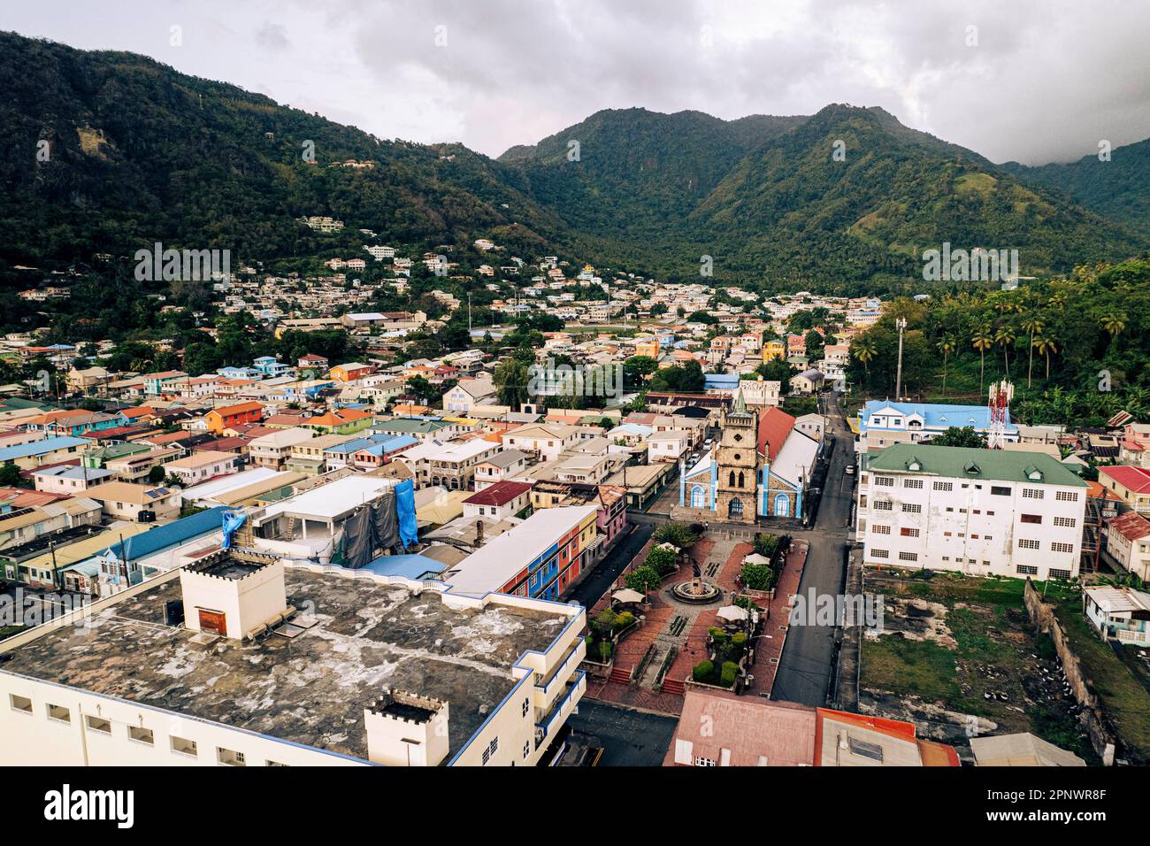 Soufriere, St. Lucia from the air Stock Photo - Alamy