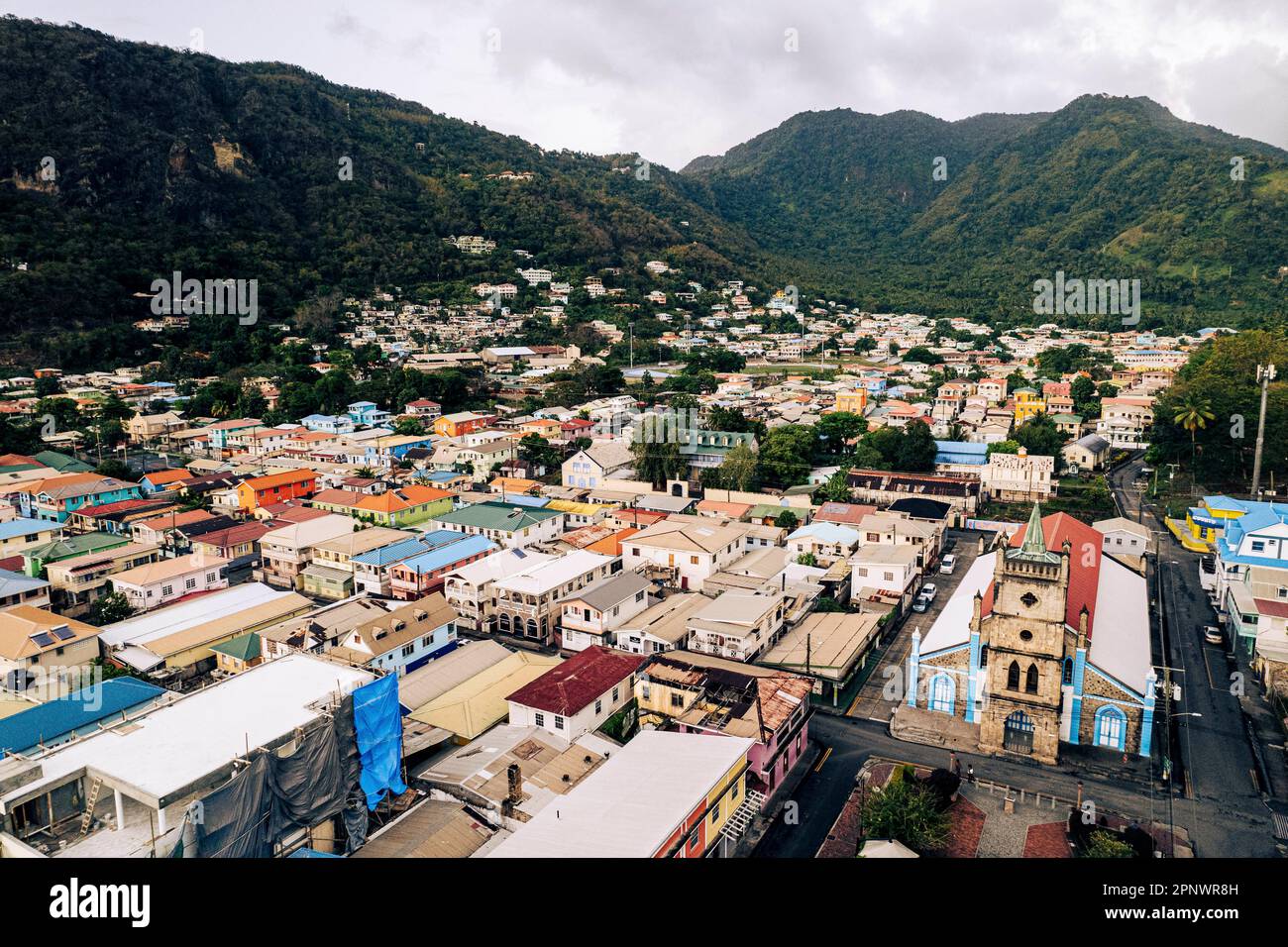 Soufriere, St. Lucia from the air Stock Photo - Alamy