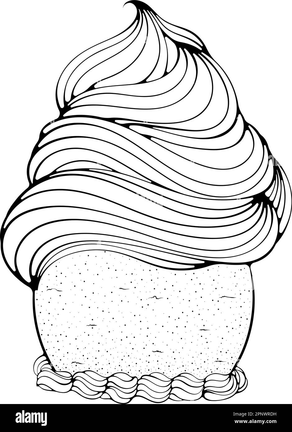 Ice cream scoop with whipped cream line art Stock Vector Image & Art ...