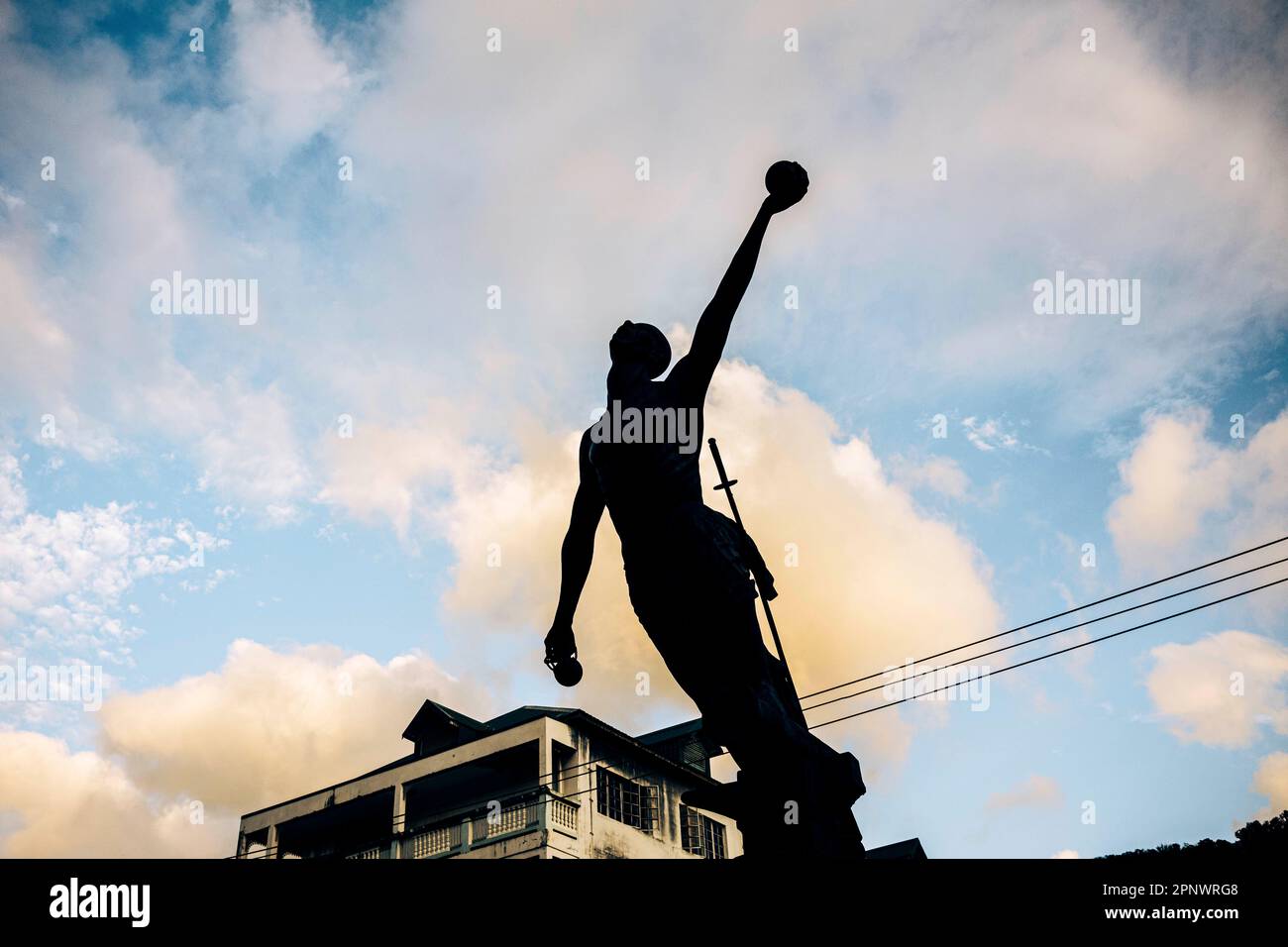 Soufriere, St. Lucia's Freedom Monument, created by artist Ricky George ...