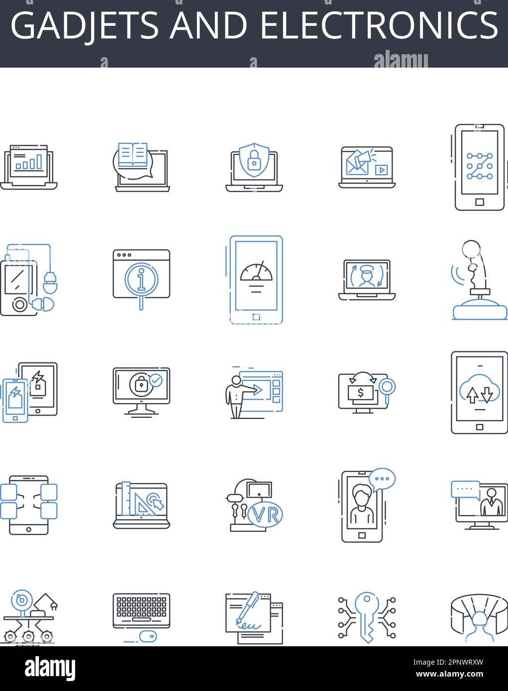 Gadjets and electronics line icons collection. Devices, Appliances ...