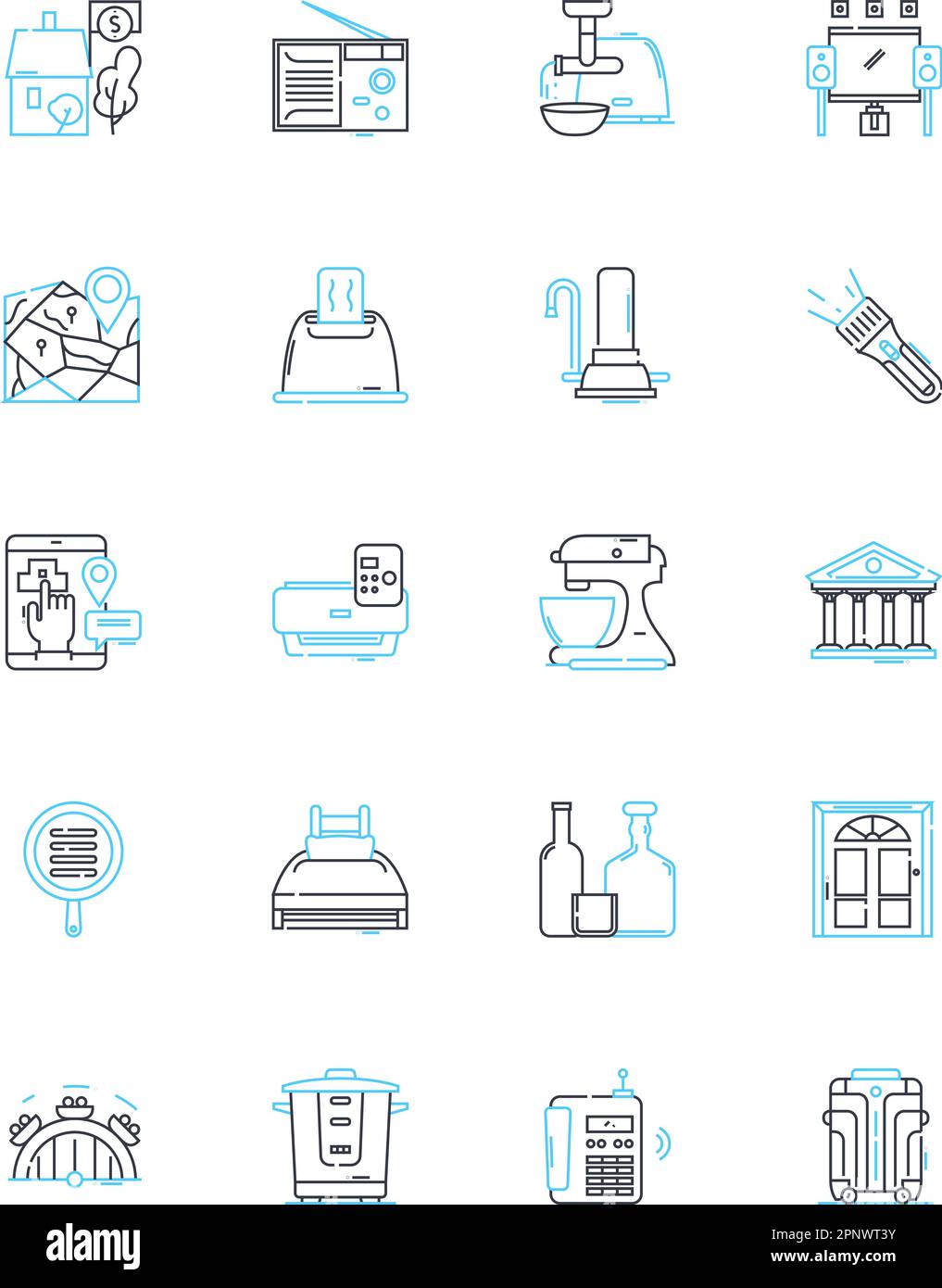 Rural residence linear icons set. Countryside, Farmland, Serenity ...