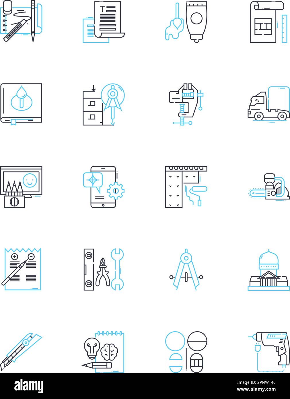 Planning Linear Icons Set Forecasting Scheduling Strategizing Organizing Prioritizing