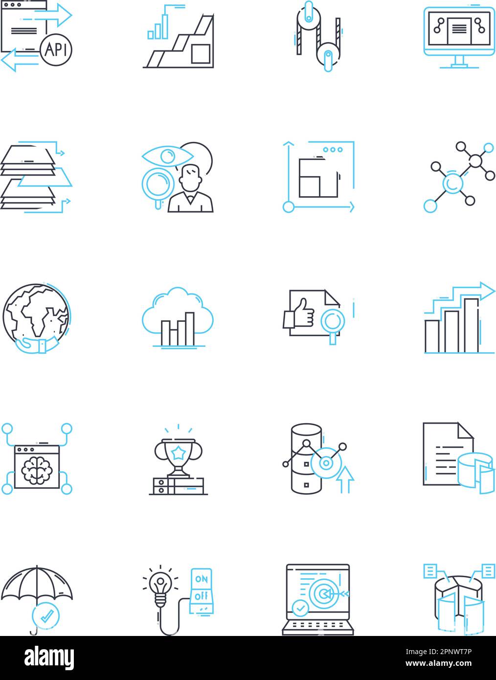 Investigation and analysis linear icons set. Scrutiny, Examination ...