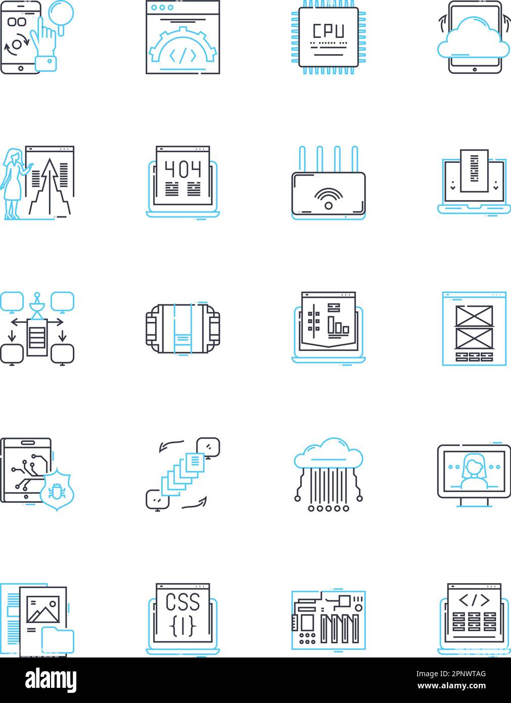 Renewable resources linear icons set. Solar, Wind, Hydro, Geothermal ...