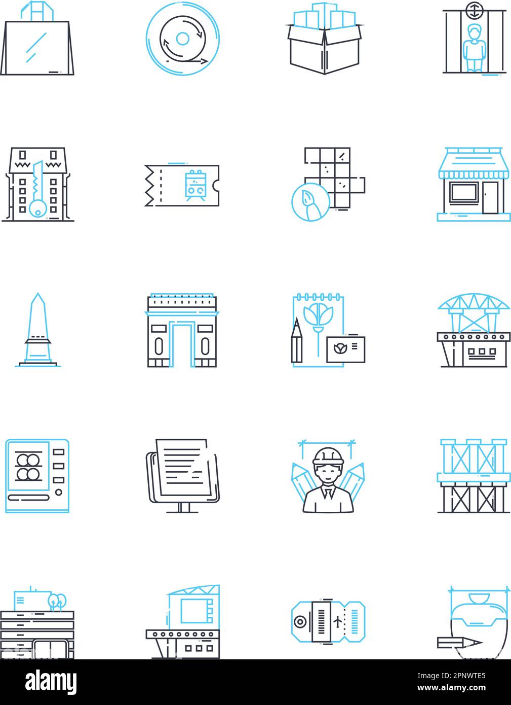 Blueprinting Linear Icons Set Planning Design Drafting Engineering Architecture Sketching