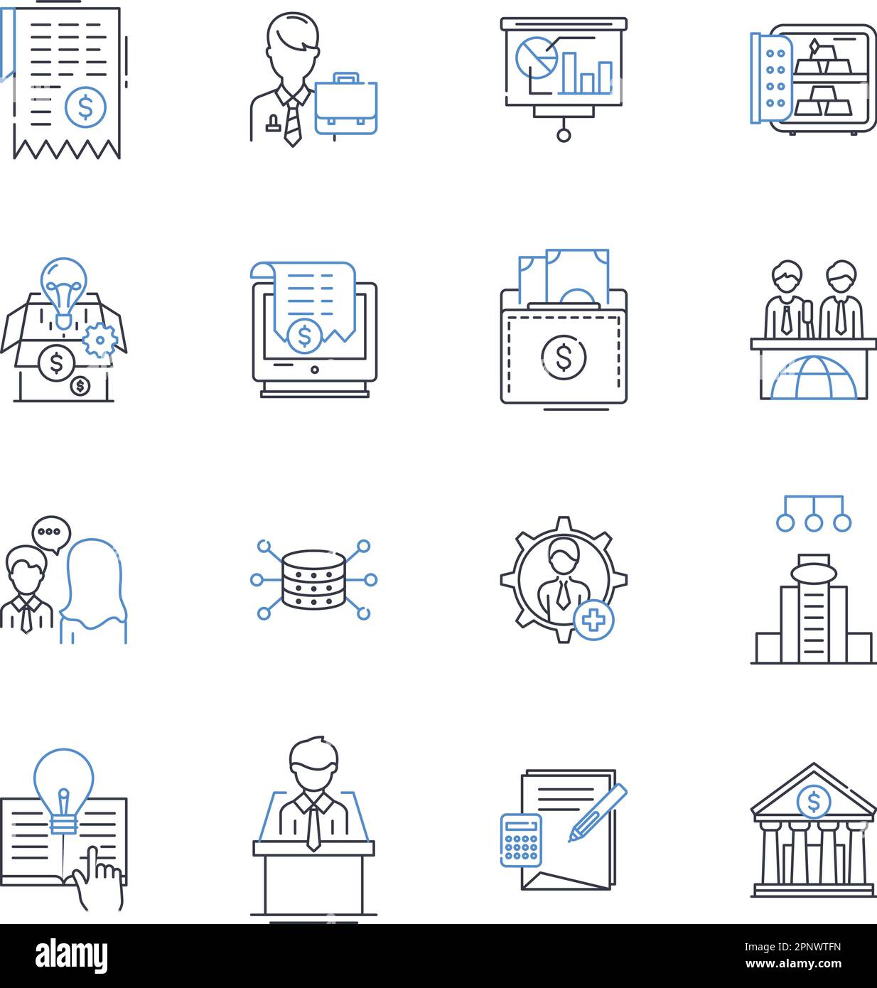 Banking system line icons collection. Savings, Deposits, Loans ...