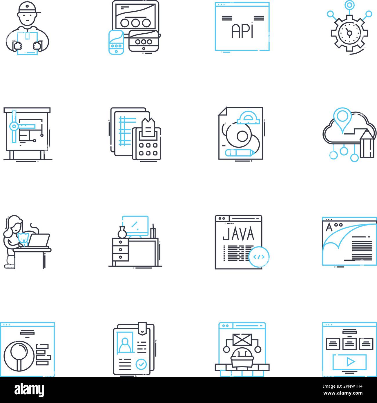 Workstation computer linear icons set. Processor, Graphics, Performance ... Workstation computer linear icons set. Processor, Graphics, Performance ...