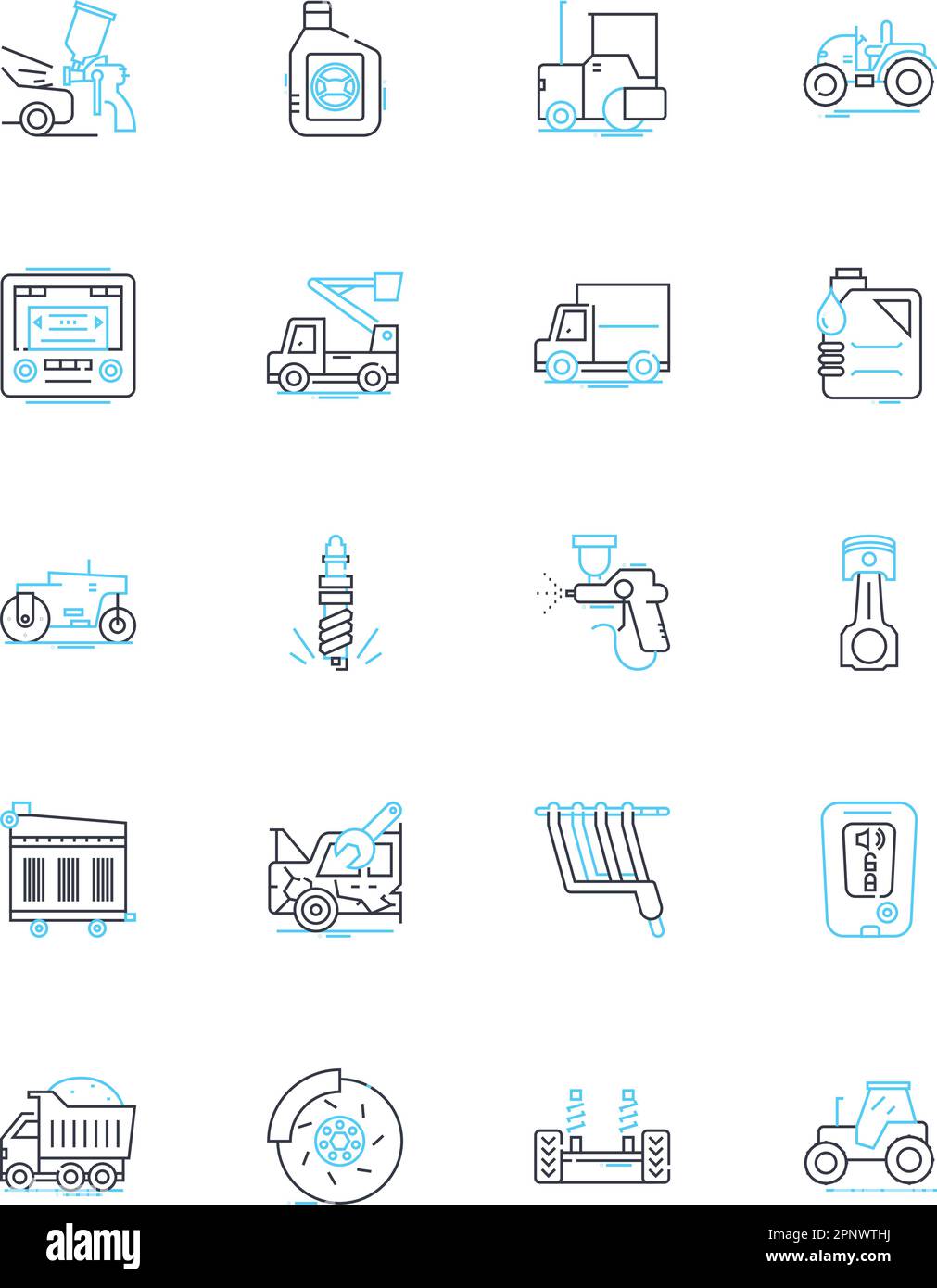 Automotive repair linear icons set. Diagnosis, Maintenance, Engine ...
