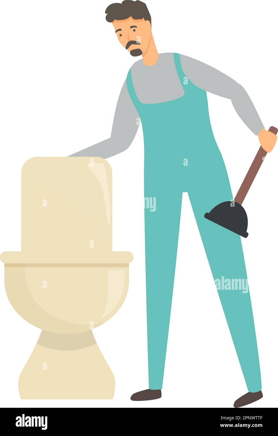 Cleaning toilet icon cartoon vector. Man work house. Home person Stock ...