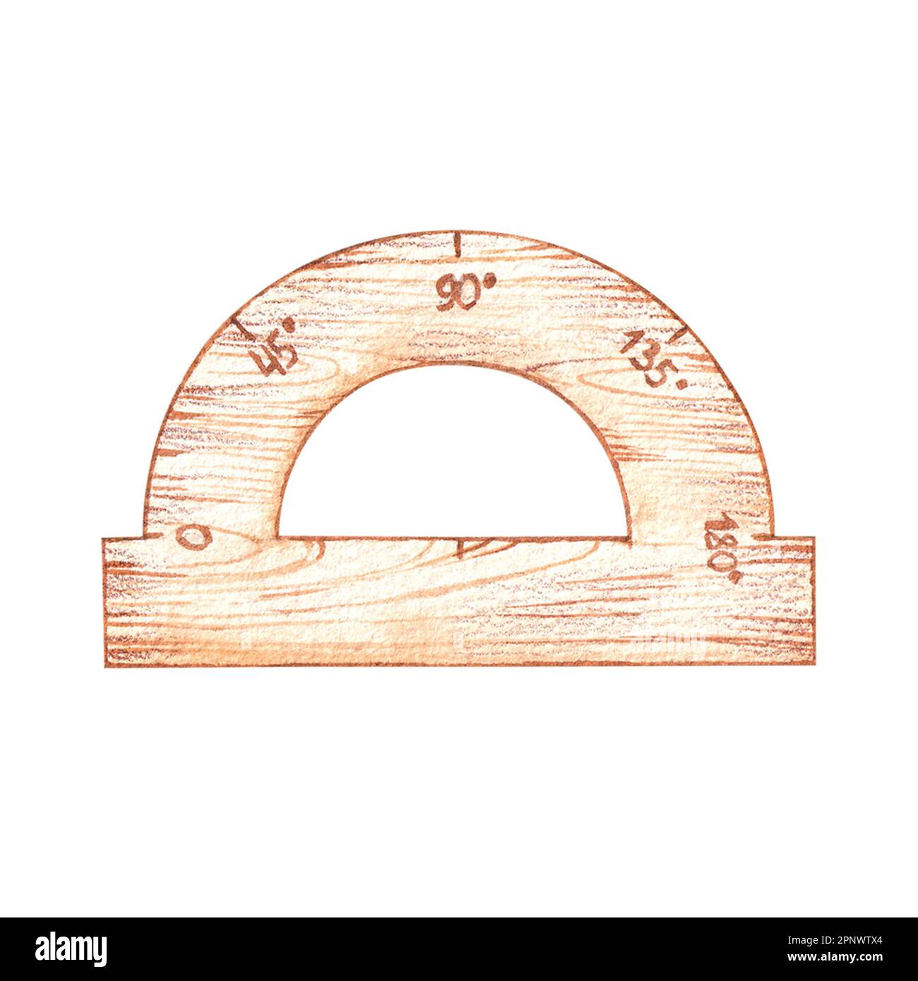 Watercolor protractor on a white background. Isolated illustration for ...
