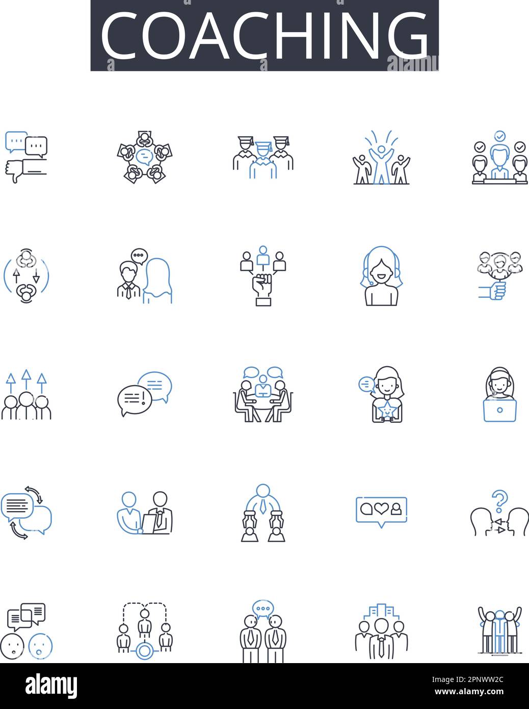Coaching Line Icons Collection Mentoring Guiding Training Instructing Tutoring Advising