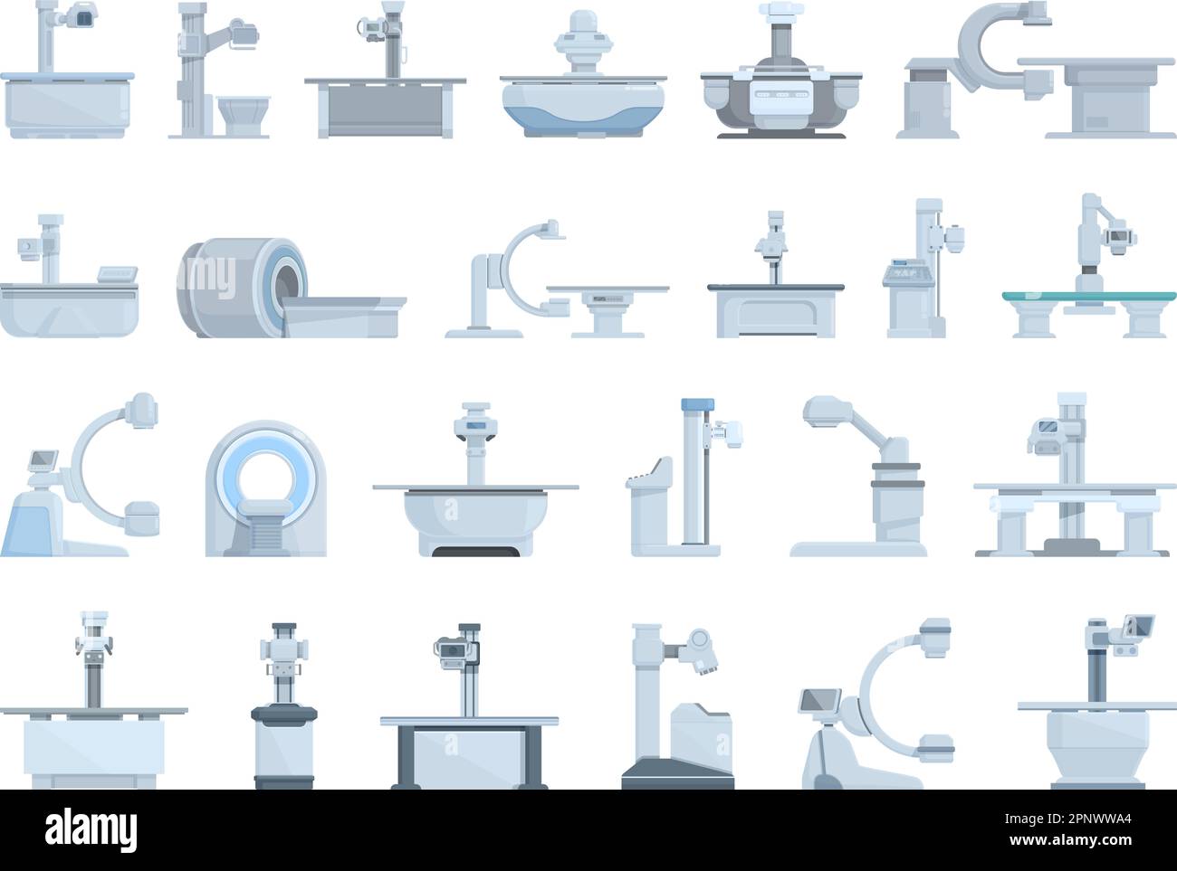 X-ray machine icons set cartoon vector. Medical device. Machine ...