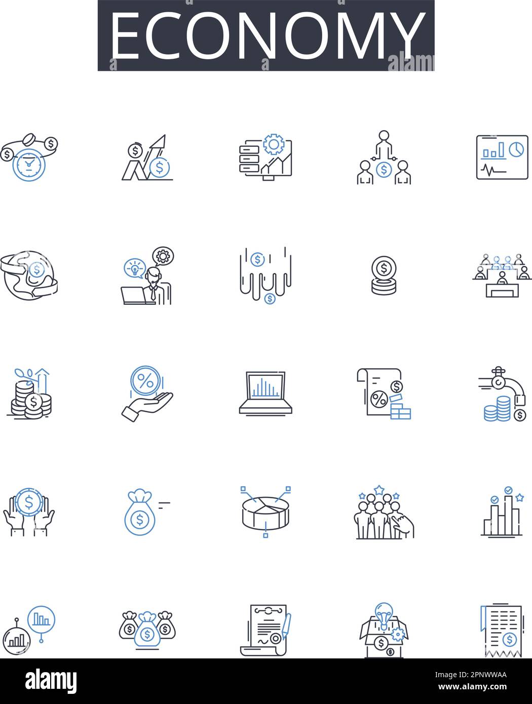 Economy line icons collection. Business, Finances, Commerce, Market ...