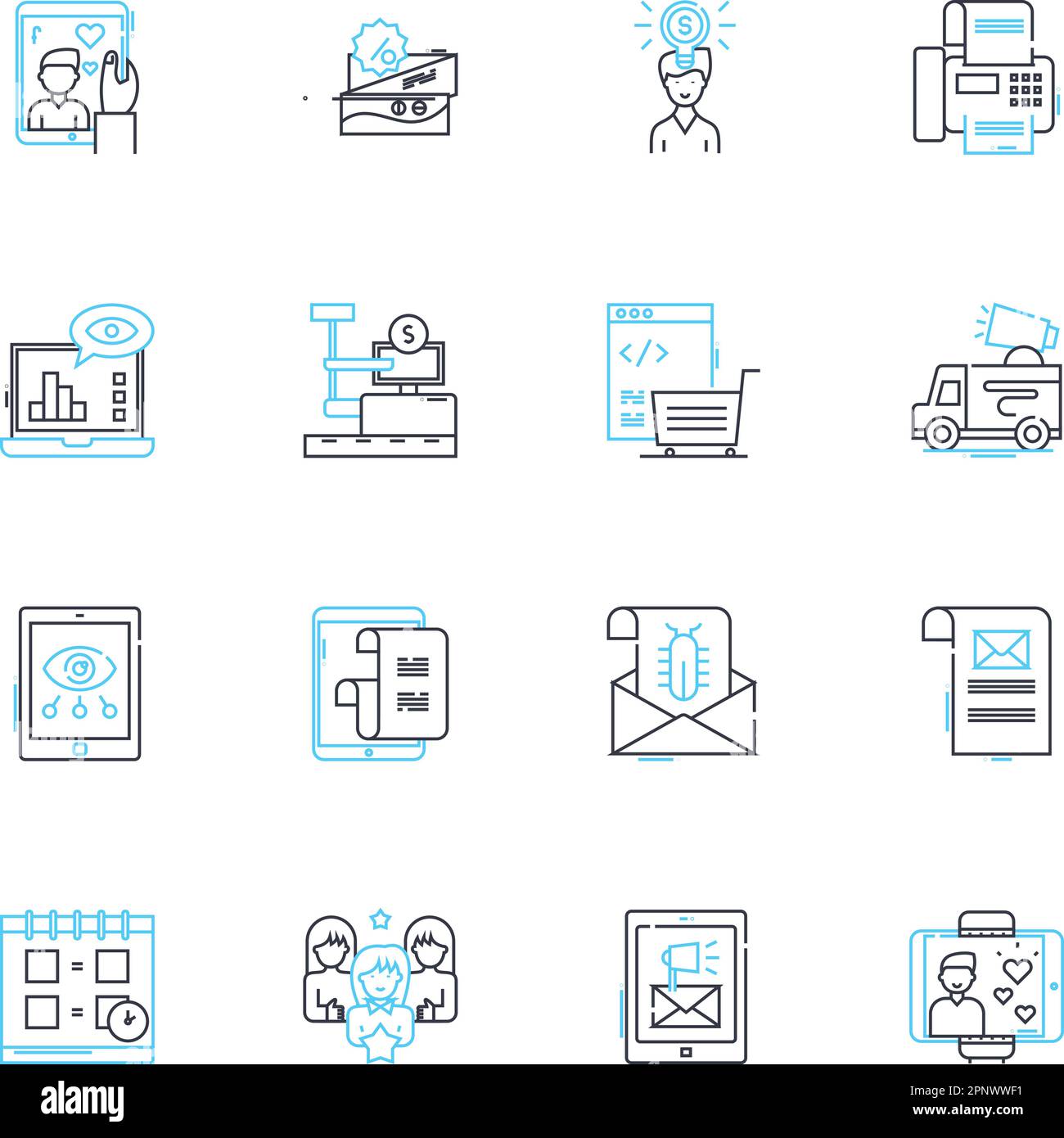 Presentation show linear icons set. Slides, Projection, Display, Pacing ...