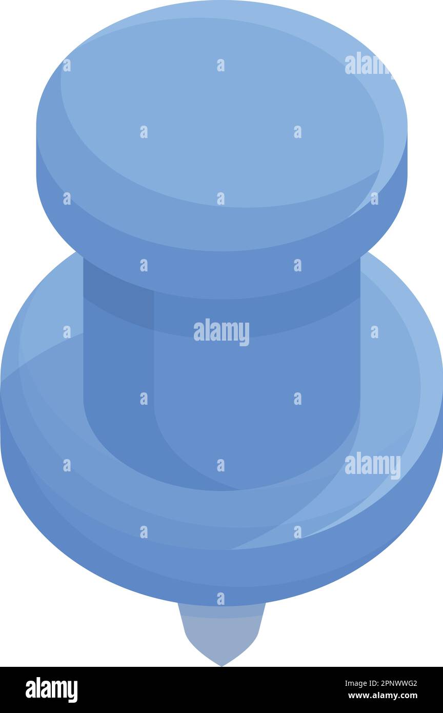 Blue button pin icon cartoon vector. Push paper. Board clip Stock ...