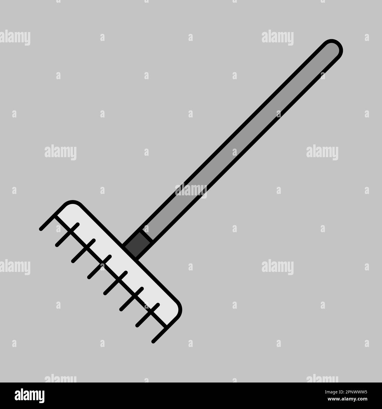 Garden rake isolated vector grayscale icon. Graph symbol for ...