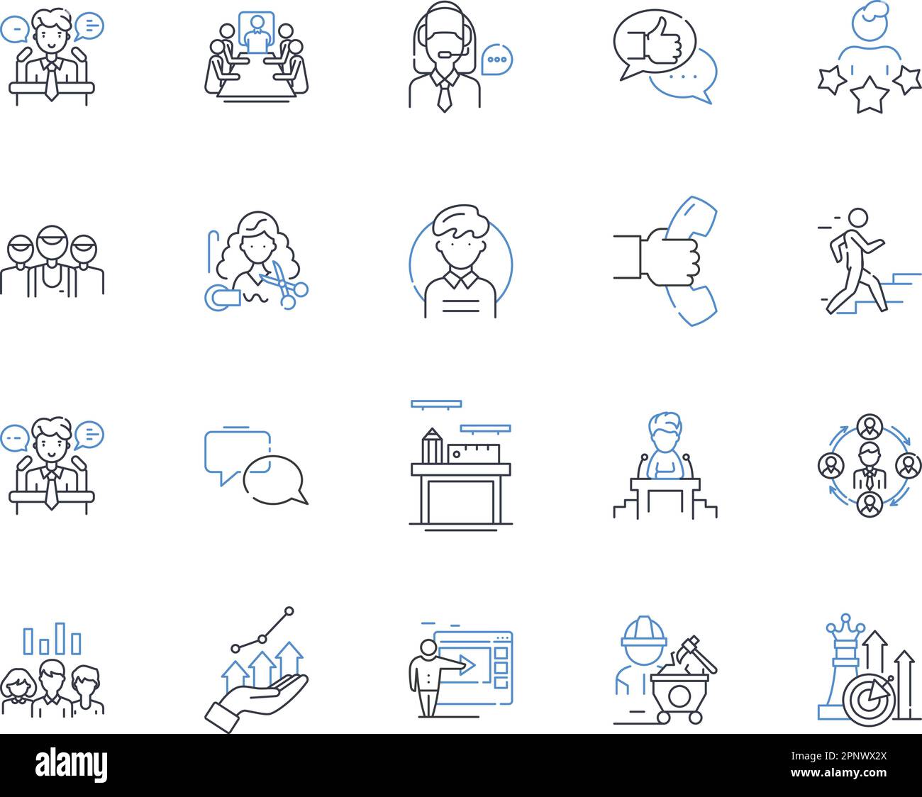 Human resource flow line icons collection. Recruitment, Staffing ...