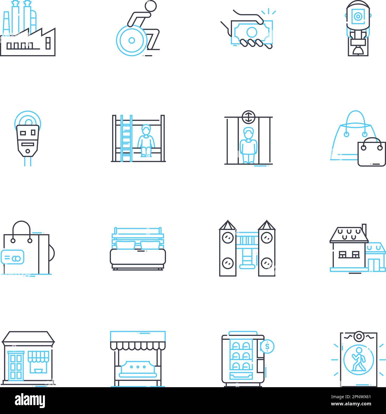 Advanced urbanity linear icons set. Modernity, Progression ...