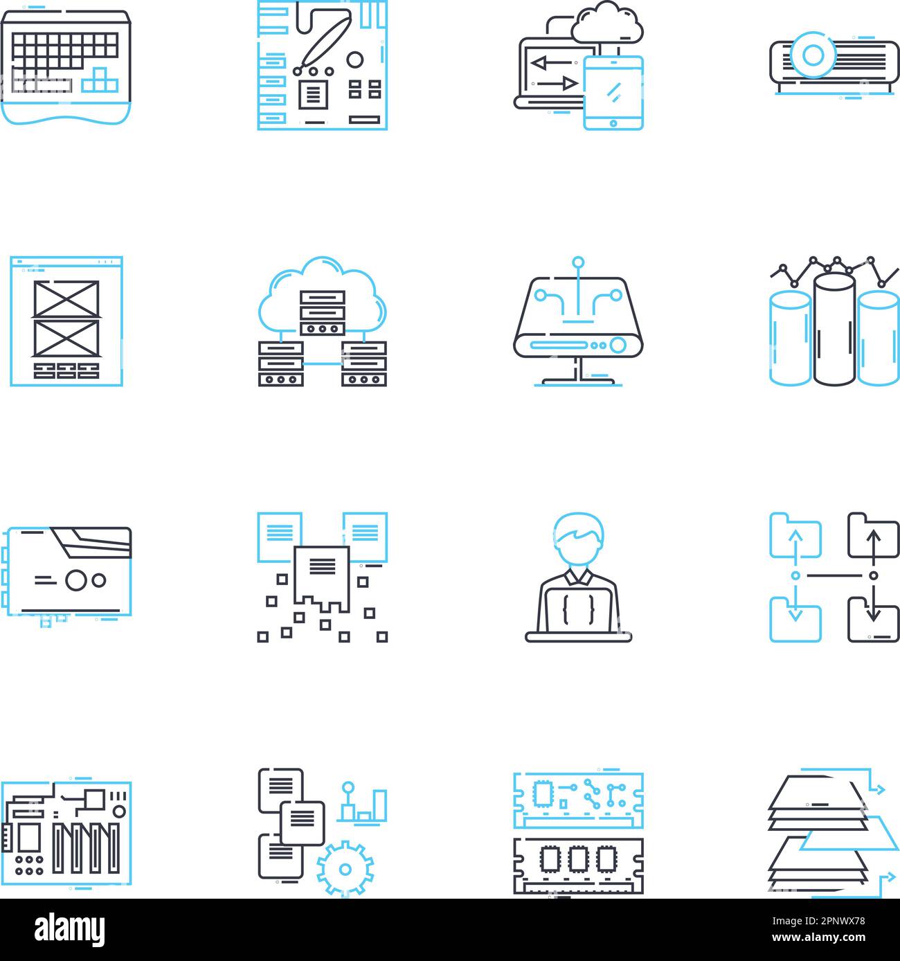 Cyber technology linear icons set. Encryption, Malware, Hacking ... Cyber technology linear icons set. Encryption, Malware, Hacking ...