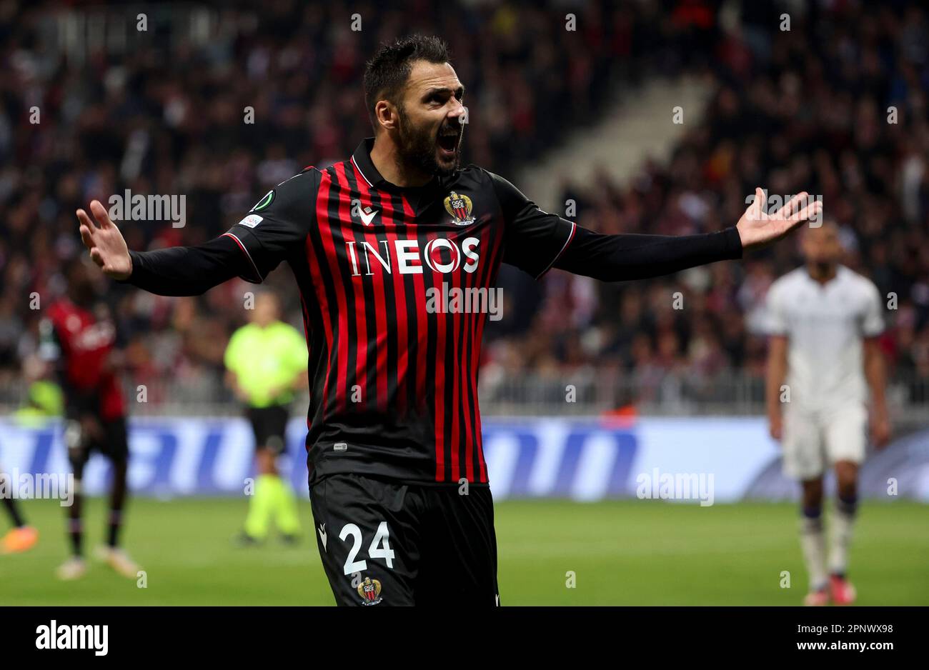 Nice, France. 20th Apr, 2023. Gaetan Laborde of Nice during the UEFA ...