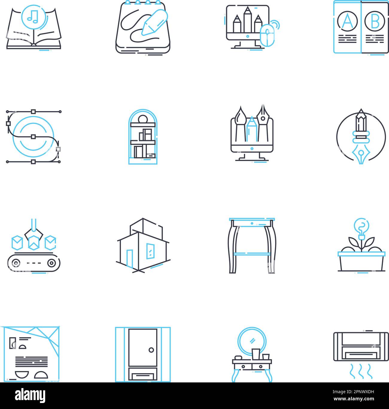 Pottery linear icons set. Clay, Kiln, Glaze, Wheel, Molding, Firing ...