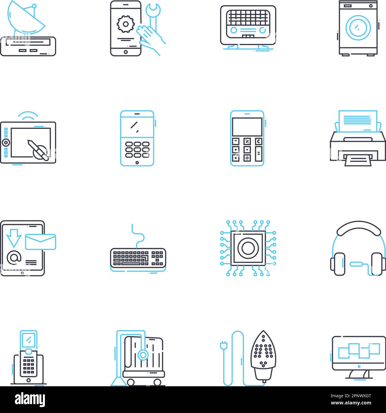 Machine care linear icons set. Lubrication, Inspection, Cleaning ...