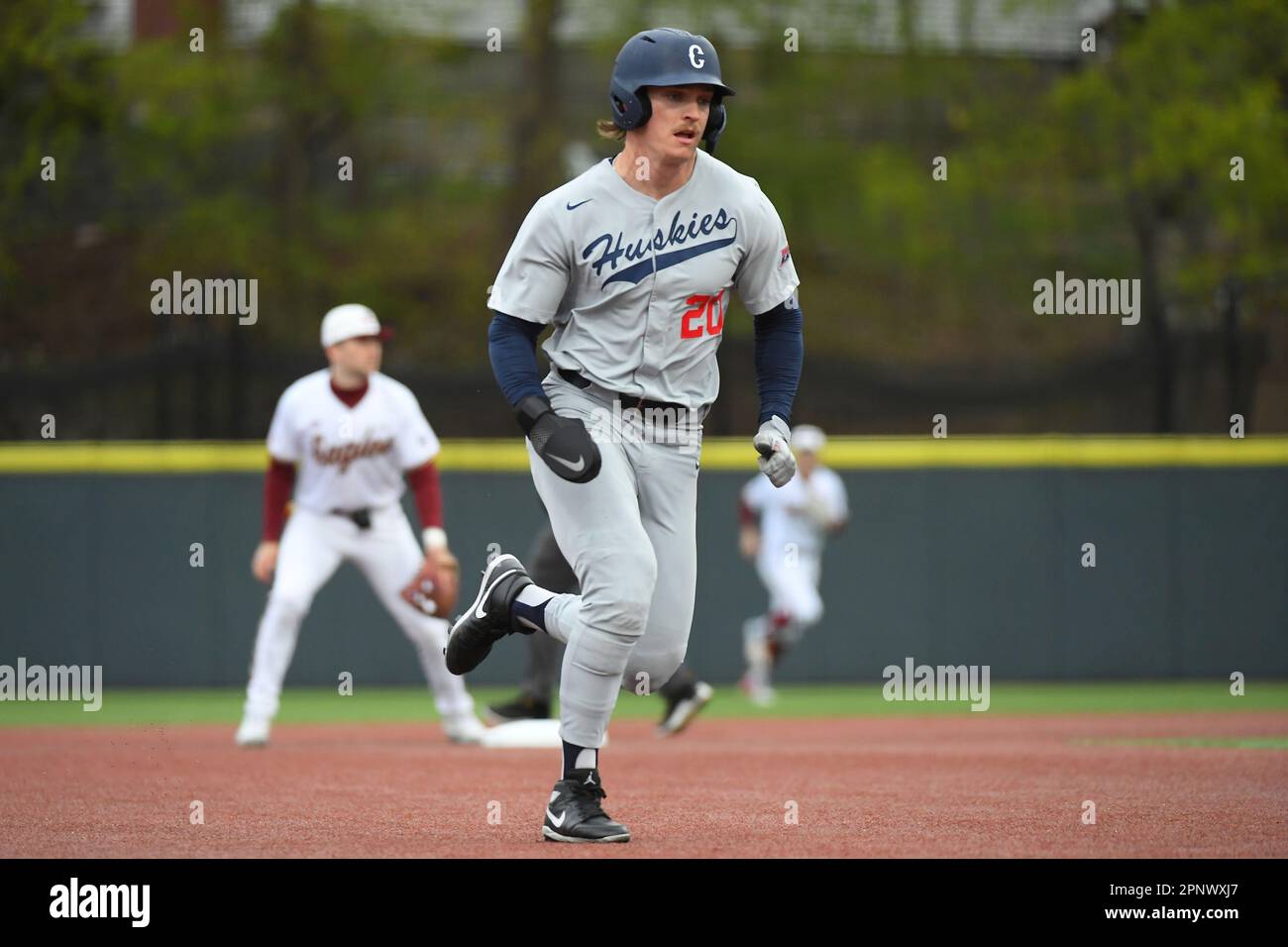 BRIGHTON, MA - APRIL 19: UConn Huskies infielder Luke Broadhurst (20 ...