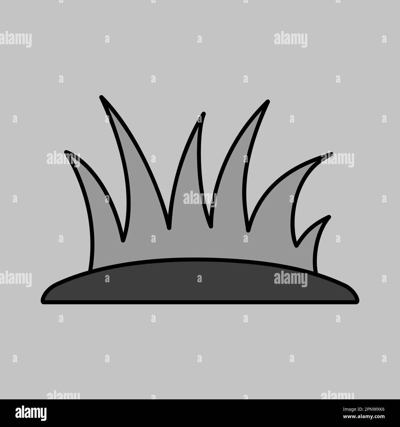 Lawn grass vector isolated grayscale icon. Gazon sign. Graph symbol for ...