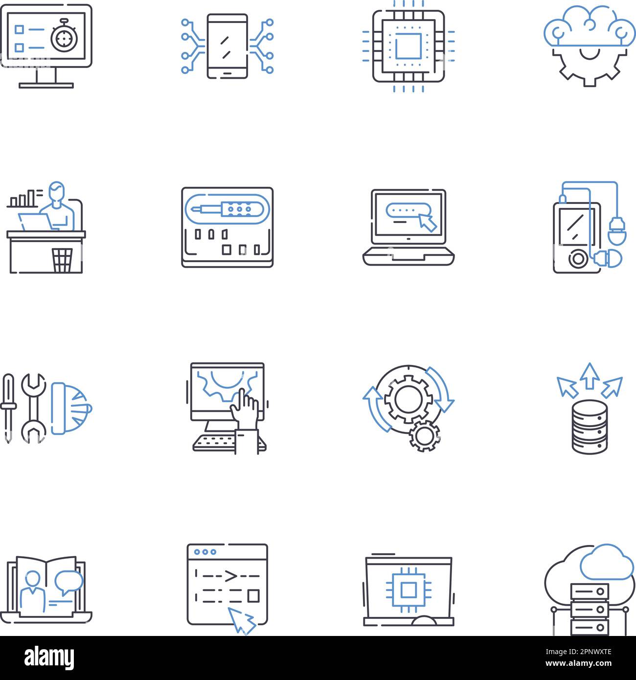 Web Portal Line Icons Collection Gateway Dashboard Homepage Interface Platform Access