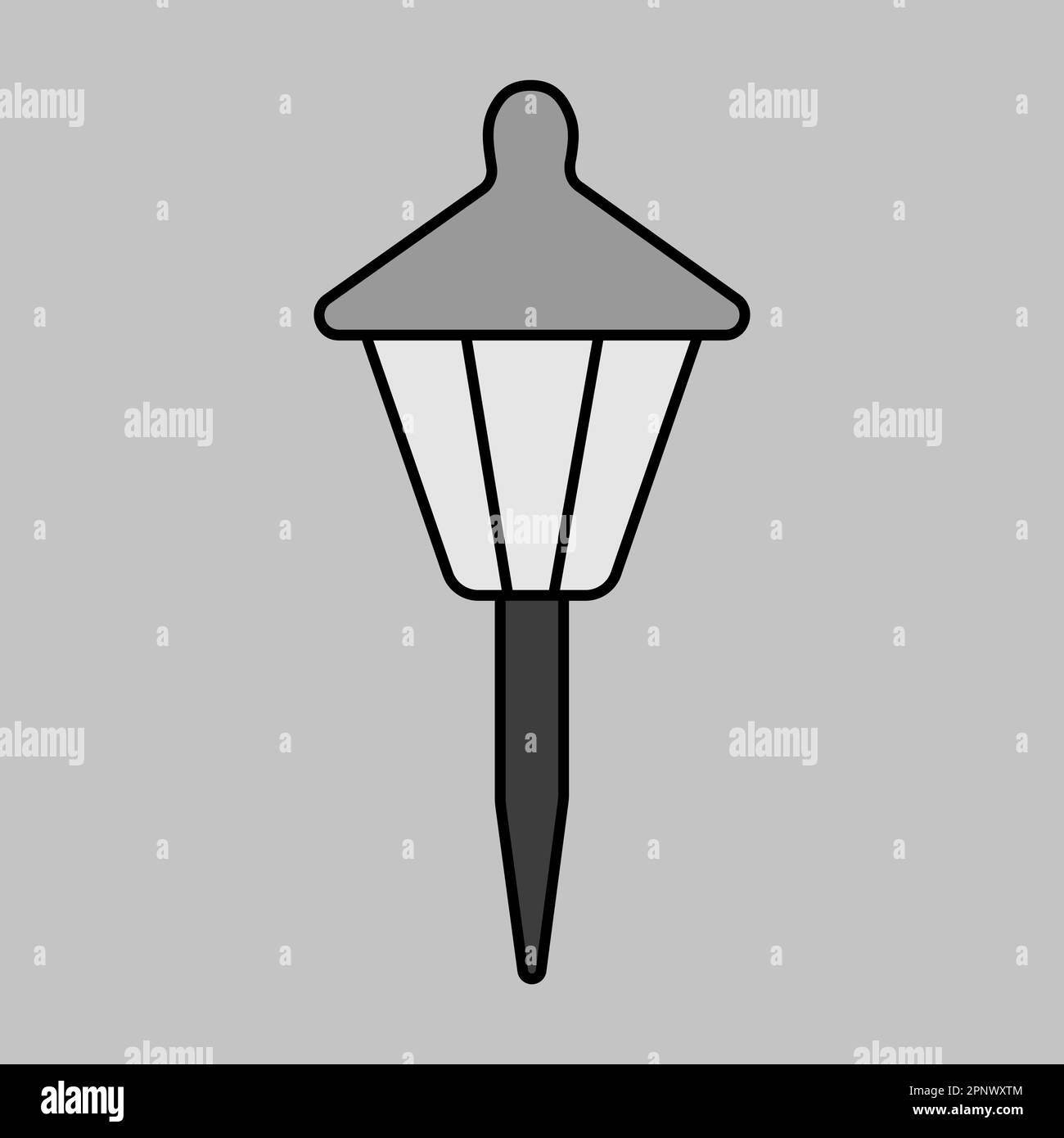 Small garden light vector grayscale icon. Solar powered lamp sign ...