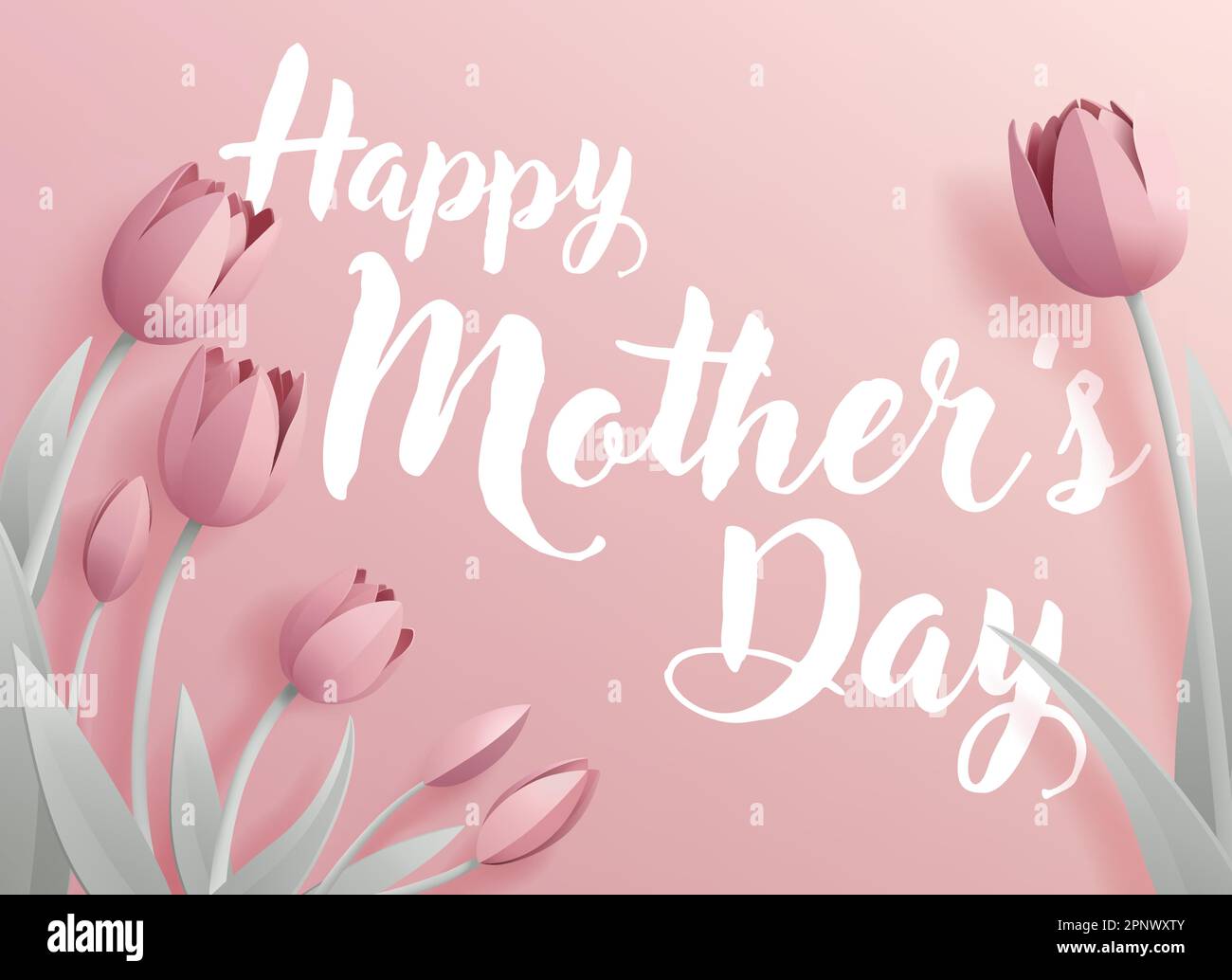 Happy Mothers Day Paper Craft Tulips Design Stock Vector Image And Art