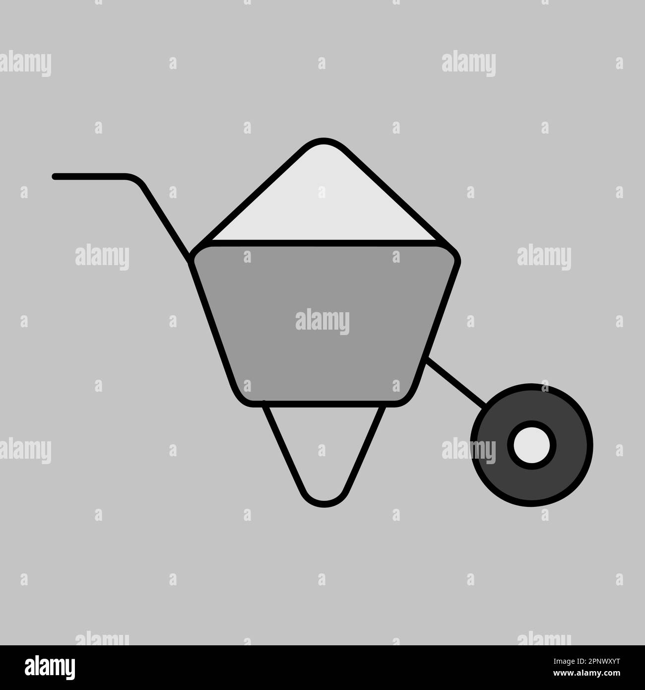 Garden wheelbarrow isolated vector grayscale icon. Graph symbol for ... Garden wheelbarrow isolated vector grayscale icon. Graph symbol for ...