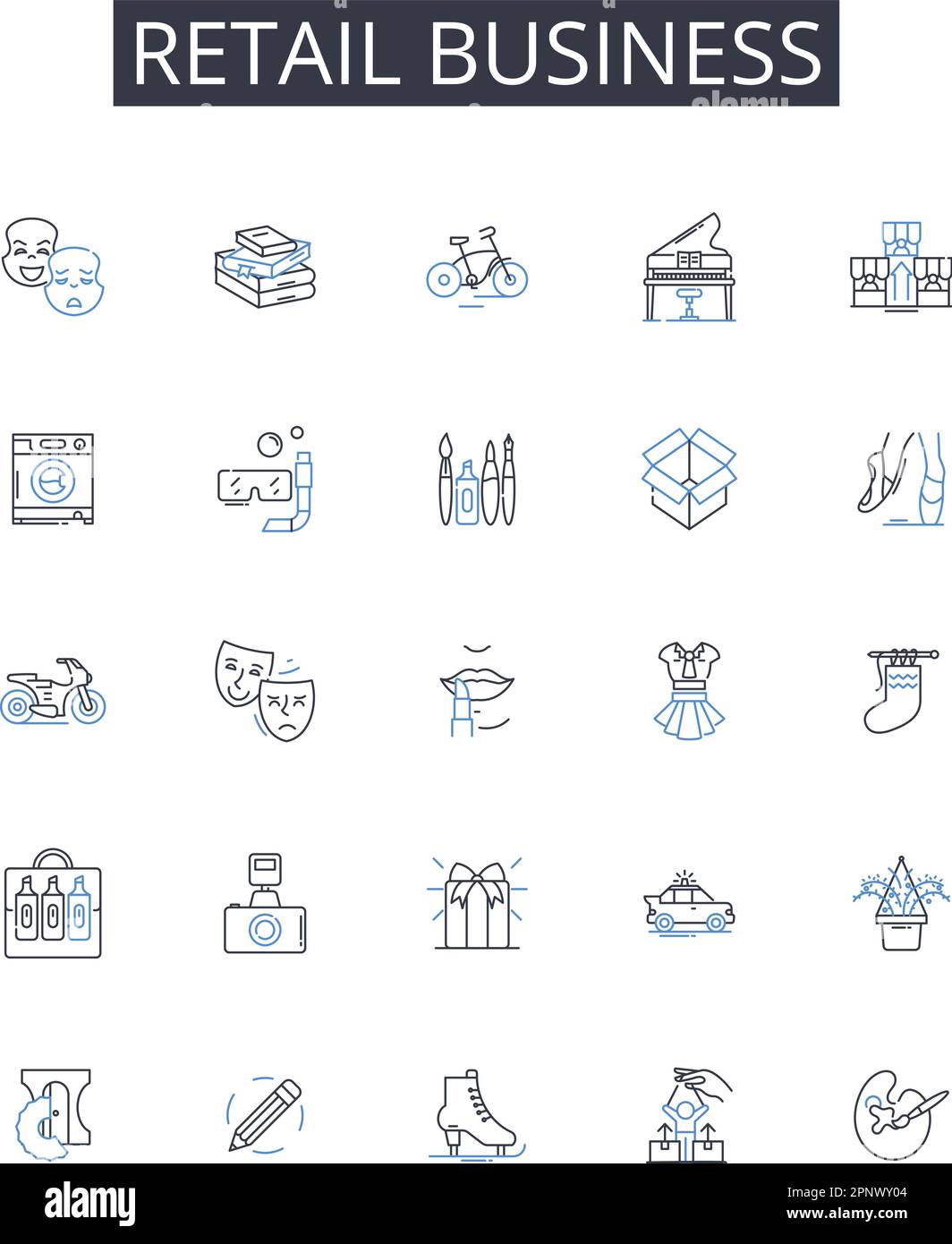 Retail business line icons collection. Analysis, Calculus, Computation ... Retail business line icons collection. Analysis, Calculus, Computation ...