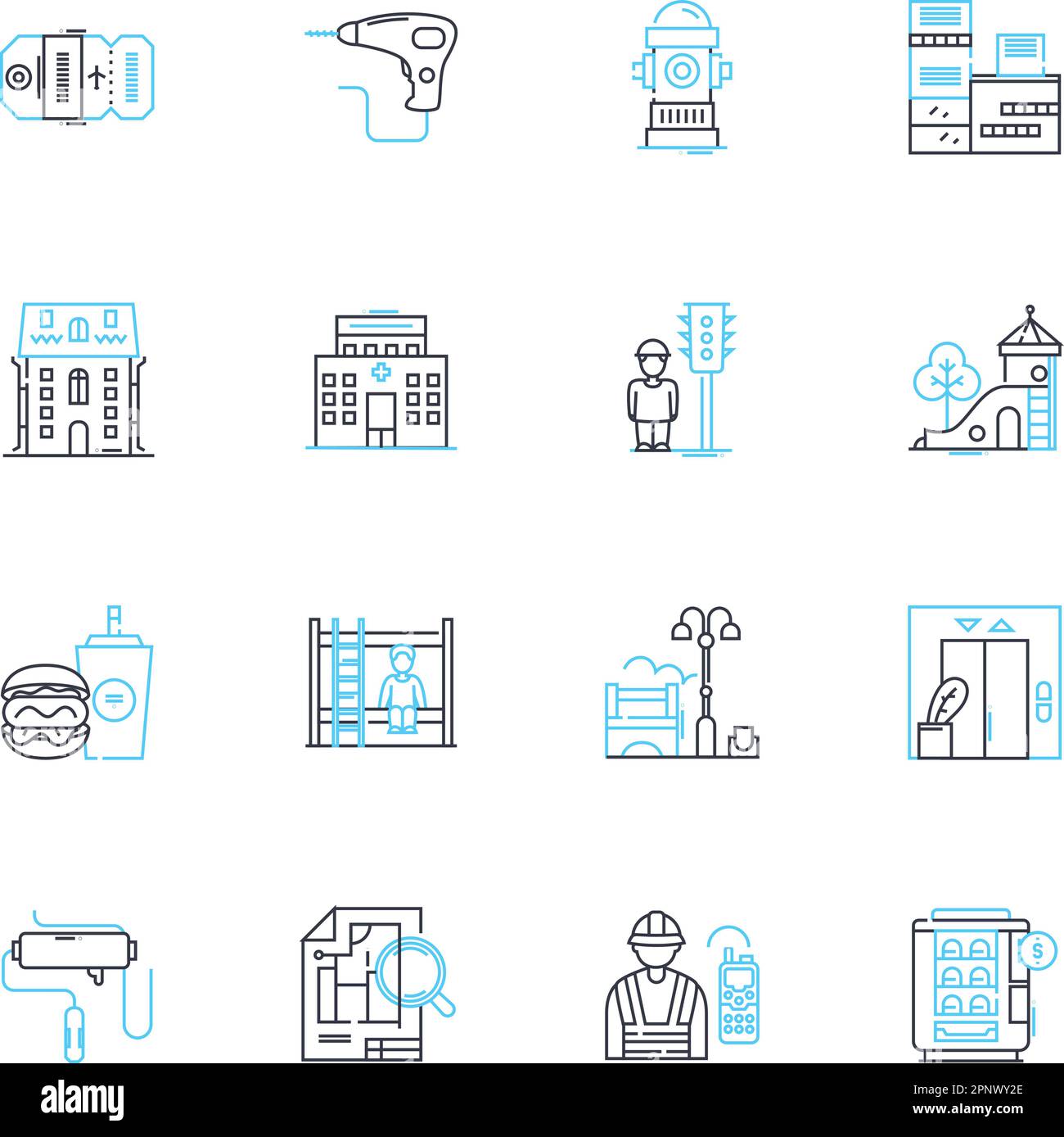 Metro area linear icons set. Urban, Bustling, Multicultural, Vibrant ...