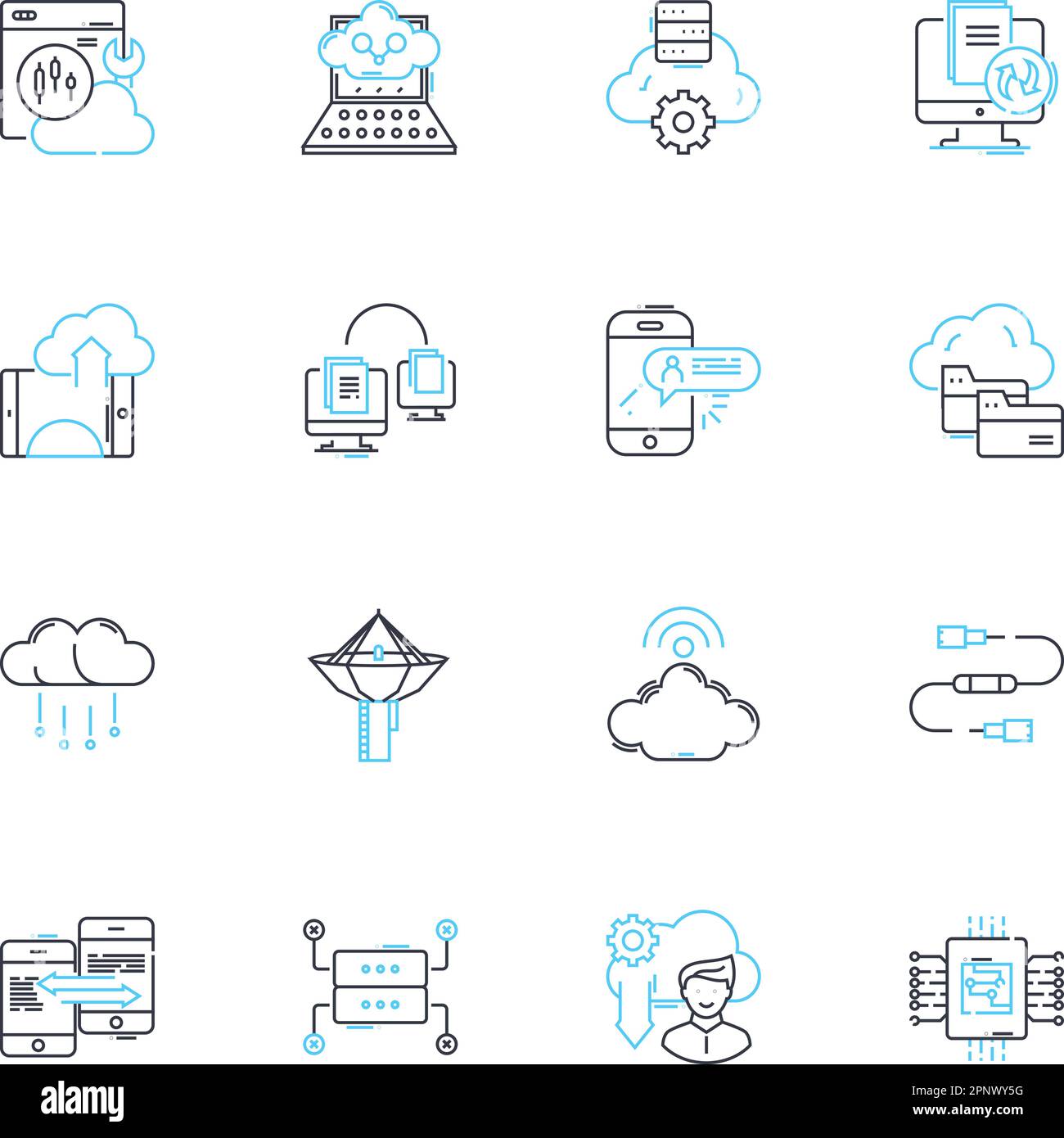 Mobile Communication Linear Icons Set Smartph Texting Messaging