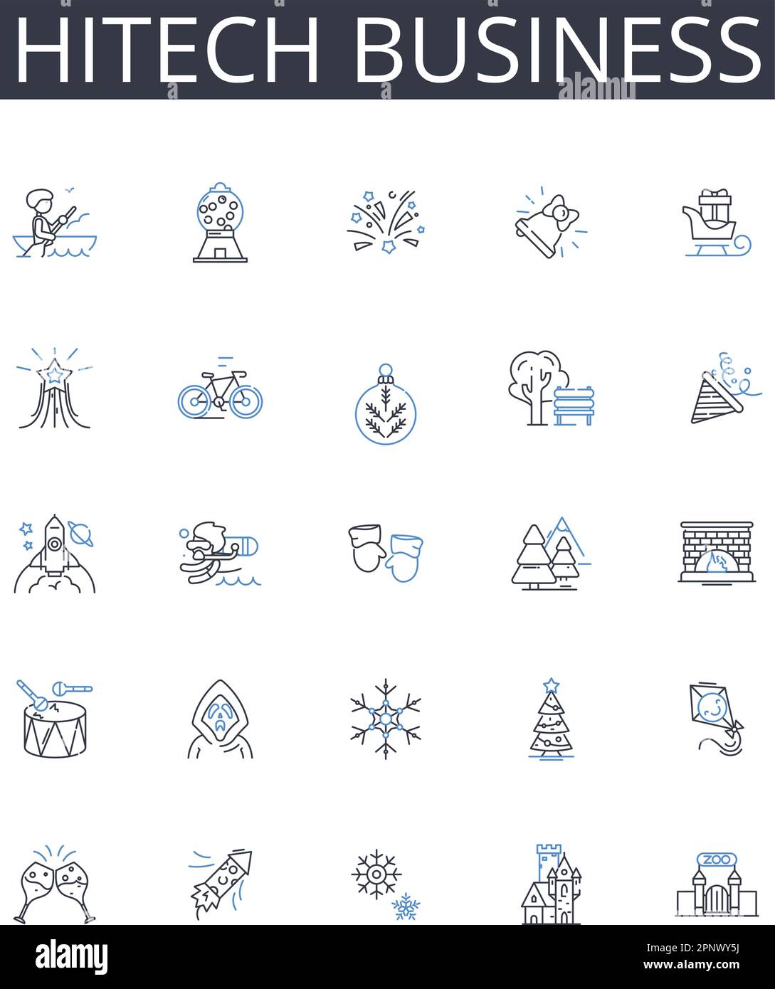 Hitech business line icons collection. Technology enterprise, Digital ...